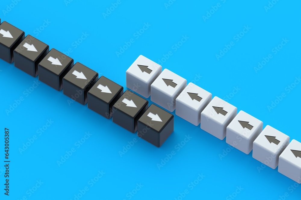 Confrontation concept. Opposite opinion. Backward strategy. Reverse ...