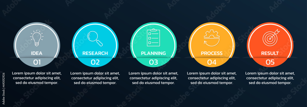 5 step infographic template. Process diagram, business presentation ...
