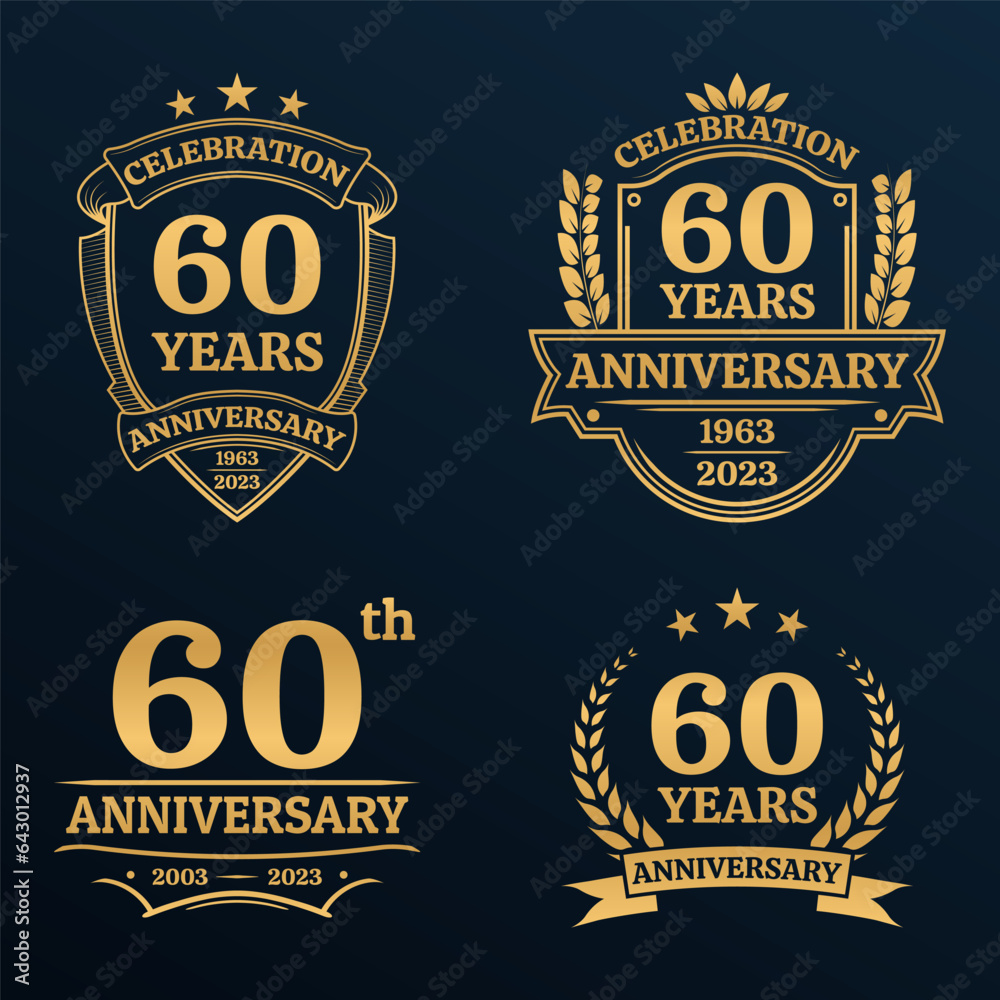 60 years anniversary icon or logo set. Vintage birthday banner design ...