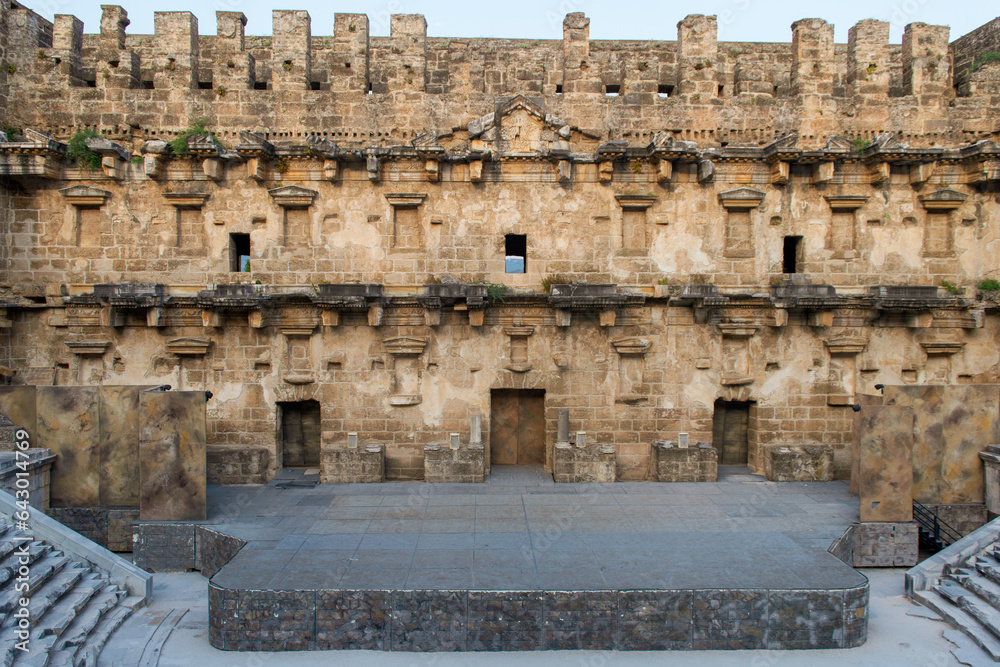 roman amphitheater in Antalya, Turkey. This theater is the oldest and ...