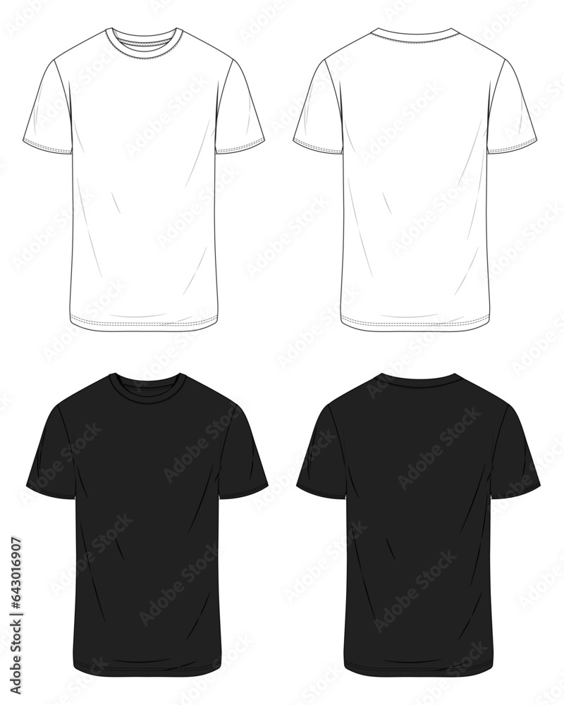 Short sleeve shirt technical drawing fashion flat sketch vector ...
