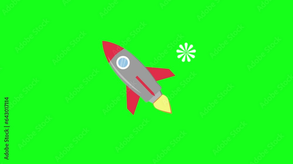 rocket jet spaceship green screen display animated outer space cartoon ...