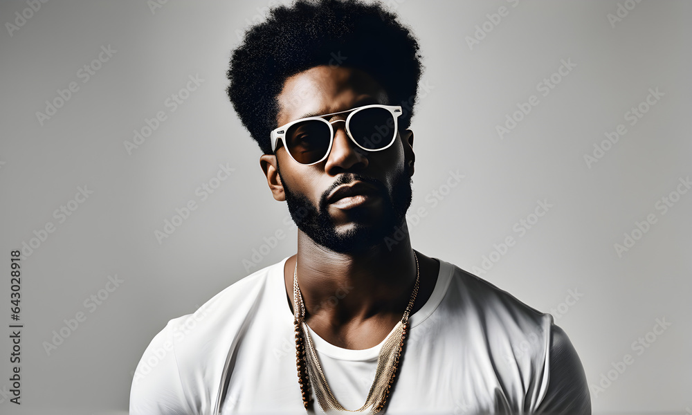 handsome black man model afro american style fashion runway model ...