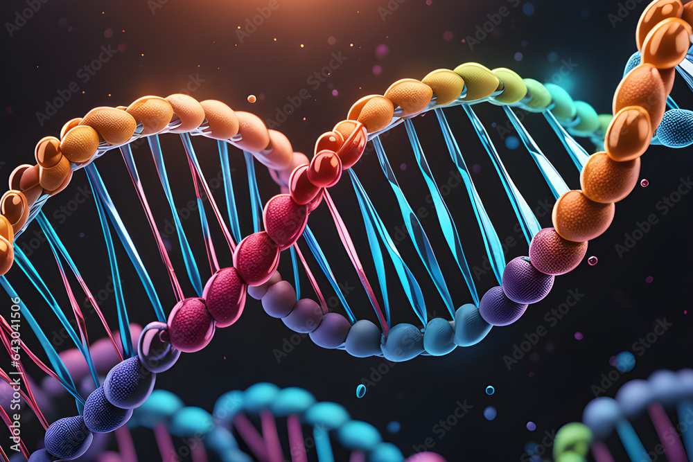 DNA, genetic material twisted into a double helix structure. Generative ...