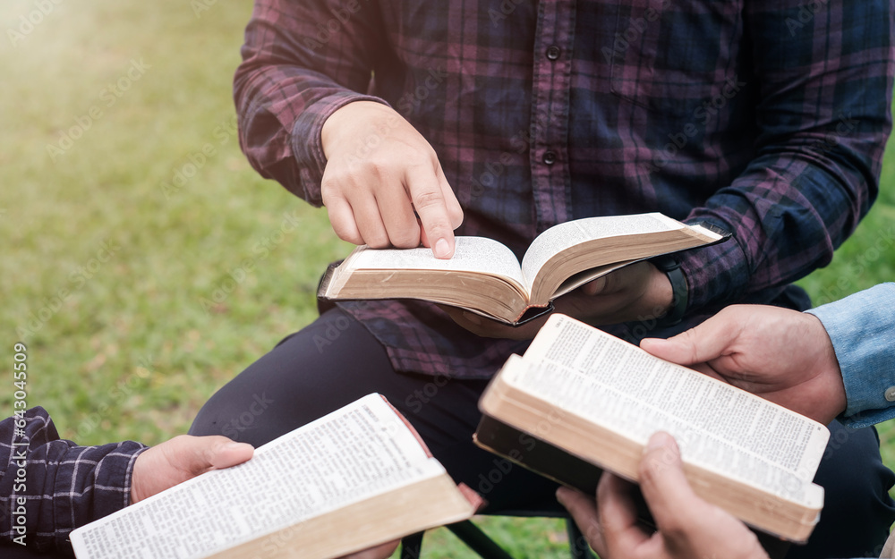 Christian life bible study concept Group of Christian friends sitting ...