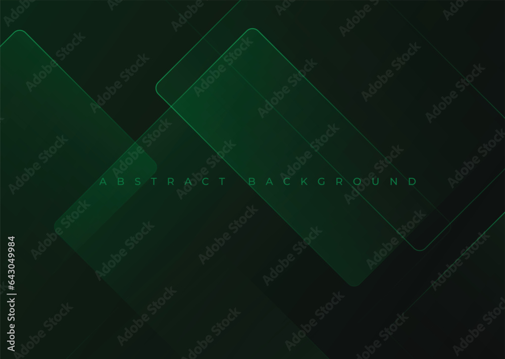 Abstract vector dark green overlap layer background, light lines effect ...