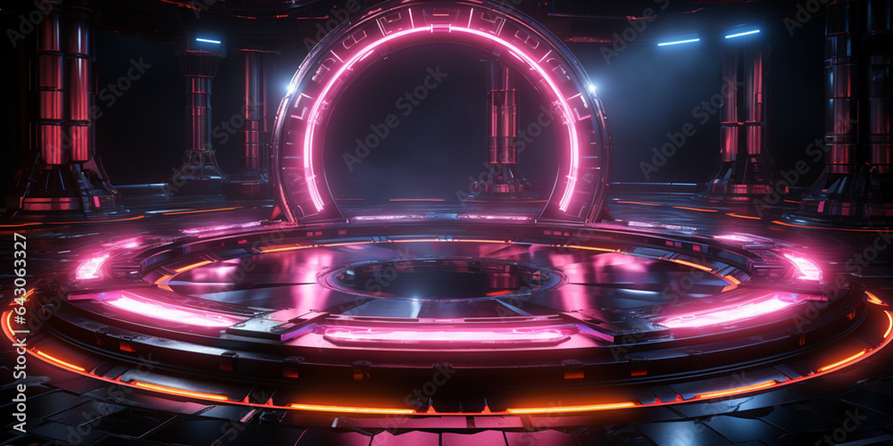 Sci-Fi Futuristic Alien Spaceship Podium Tunnel Corridor Room Scene ...