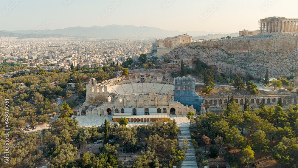Athens, Greece. Odeon of Herodes Atticus - Amphitheater. Acropolis of ...
