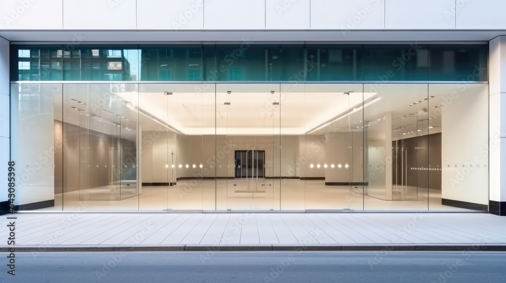 Empty vacant modern retail store with glass shop window storefront at ...
