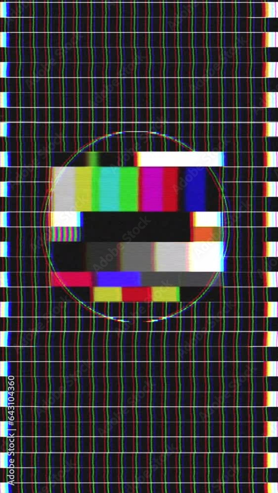 Vintage television style graphical test screen with distortion and vhs ...