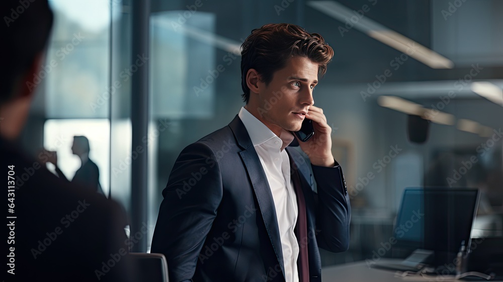 Business model engaged in a deep conversation over a phone, emphasizing ...