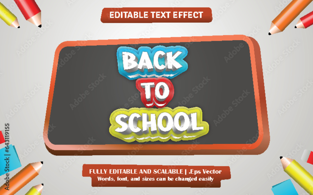 back to school 3d editable text effect with blackboard background along ...