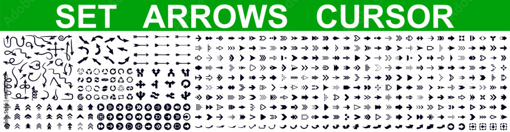 Set arrow icons, universal big collection different arrows sign, set different cursor arrow ...