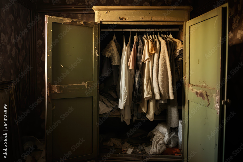 Foto de Abandoned Wardrobe In Neglected Closet. Сoncept Abandoned ...