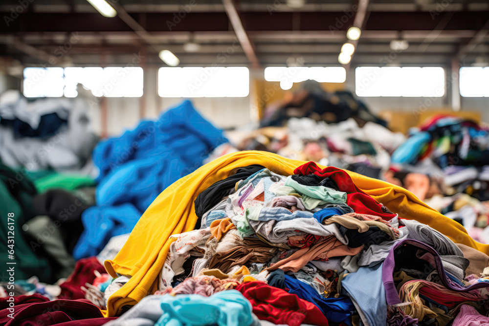 Clothing Scraps In Municipal Waste Sorting Facility. Сoncept Cutting ...