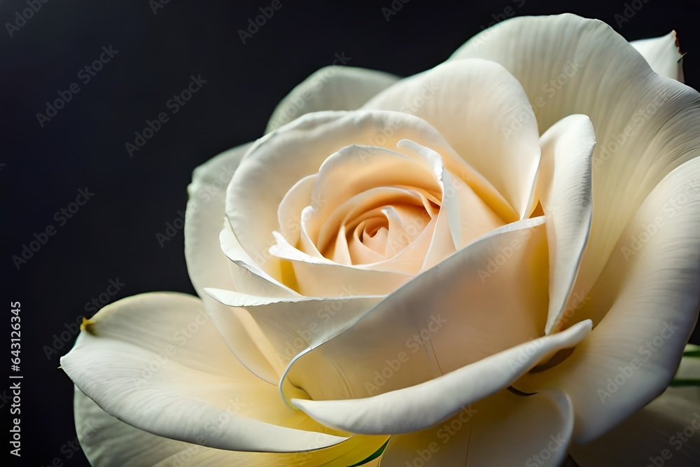 Artistic shot of a double white rose against a dark, dramatic colourful ...