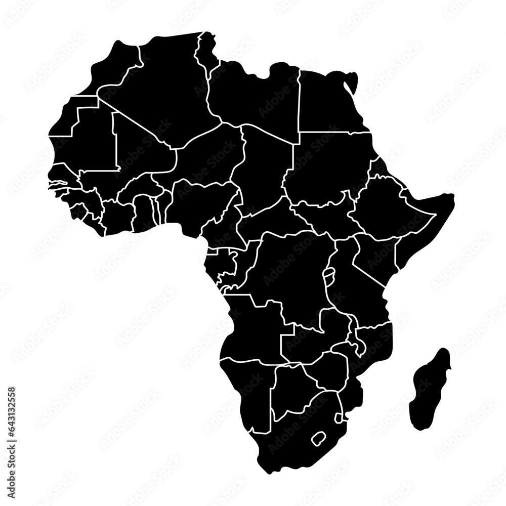 Africa map, a map of Africa divided into countries - stock vector Stock ...