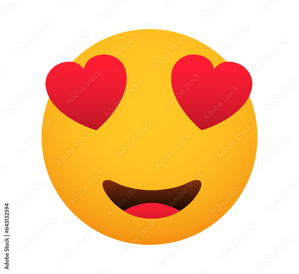 Cute love emoticon, happy emoji smiley face icon, cartoon character ...