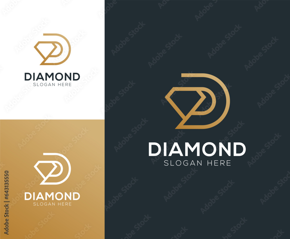 Initial letter D with diamond element logo design vector illustration ...