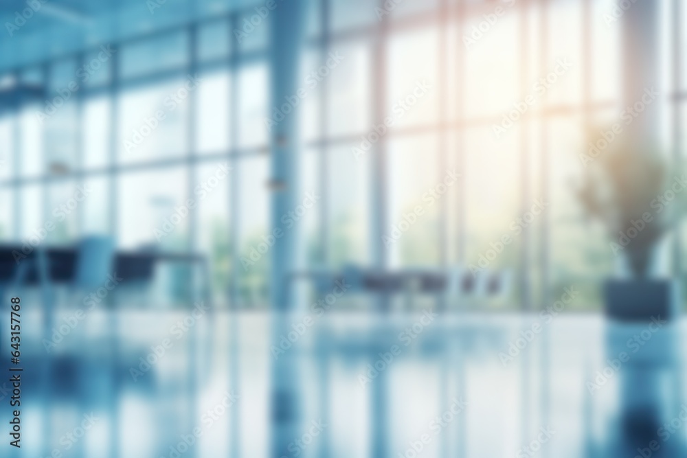 Blurred background of a light modern office interior with day sunlight ...