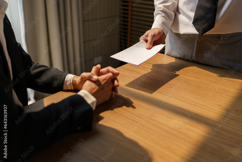 Quit Job Business man sending resignation letter and packing Stuff ...