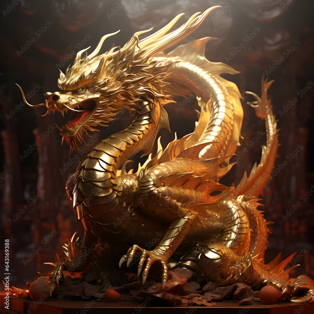 Gold Dragon representing Chinese New Year and wealth, prosperity ...