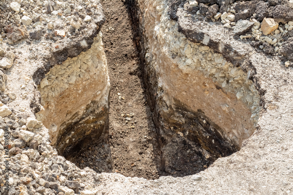 Round pit for installing the sewer circle, septic tank Stock Photo ...