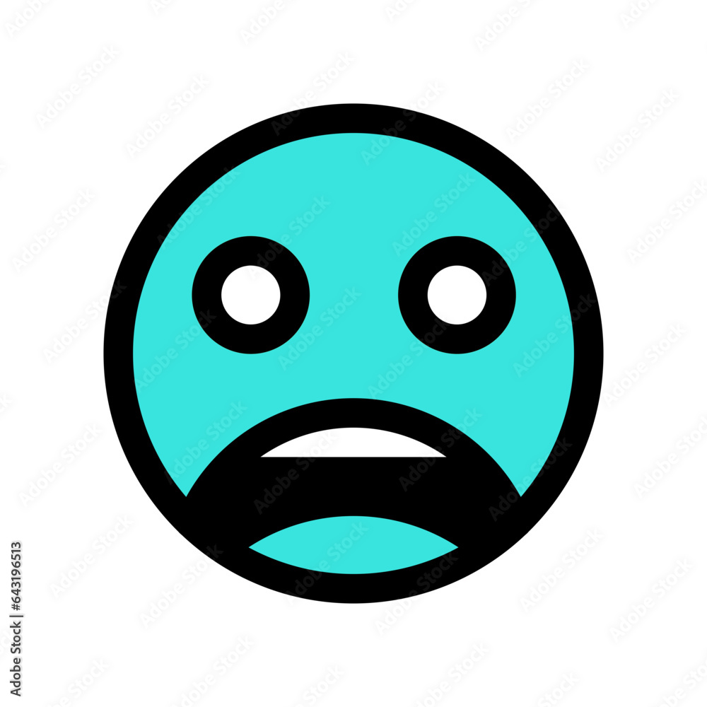 Editable scared, shocked, petrified face vector icon. Part of a big ...