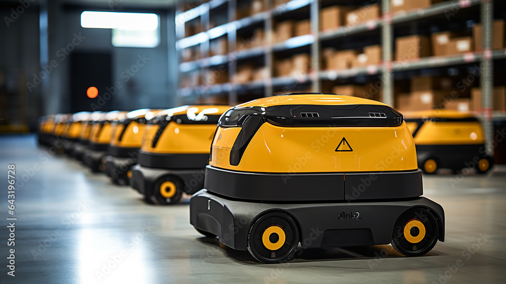 AGV (Automated Guided Vehicle) in warehouse logistic and transport ...