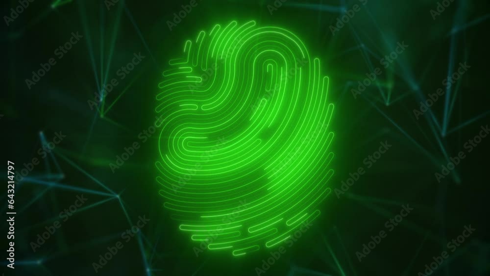 Digital biometric fingerprint background - glowing green fingerprint ...