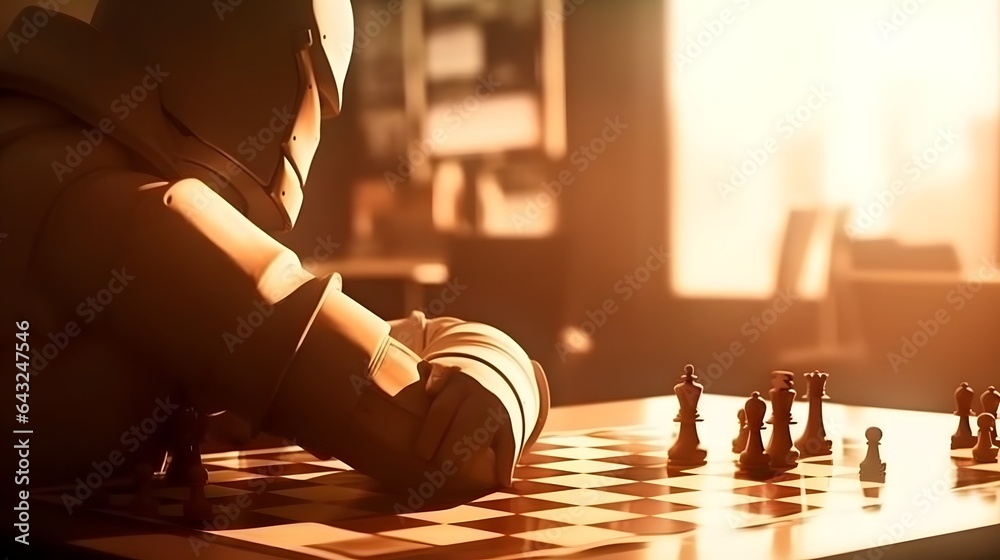 Artificial intelligence technology futuristic neural network, chess ...