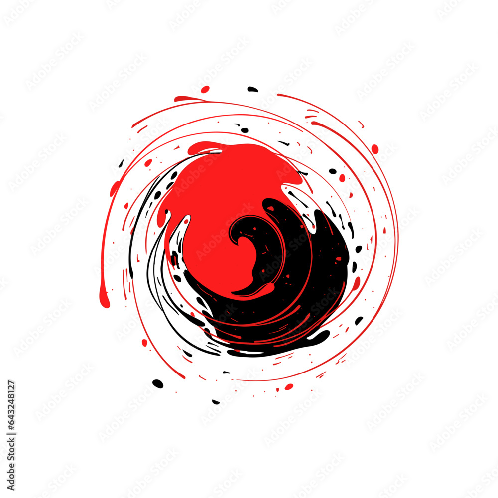 Dust vector icon in minimalistic, black and red line work, japan web ...