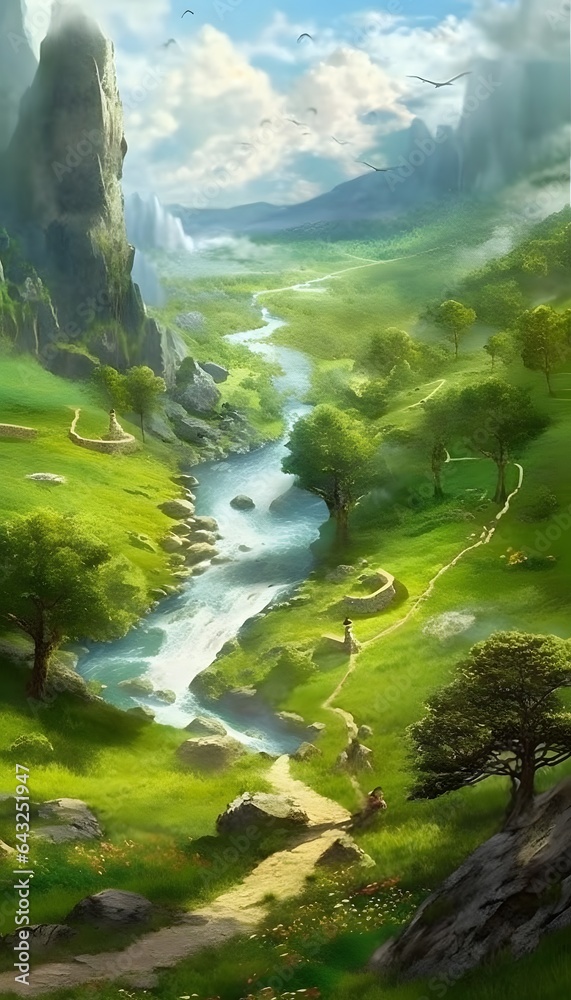 Big old fairy tree, the trunk of a centuries-old tree of twining roots ...