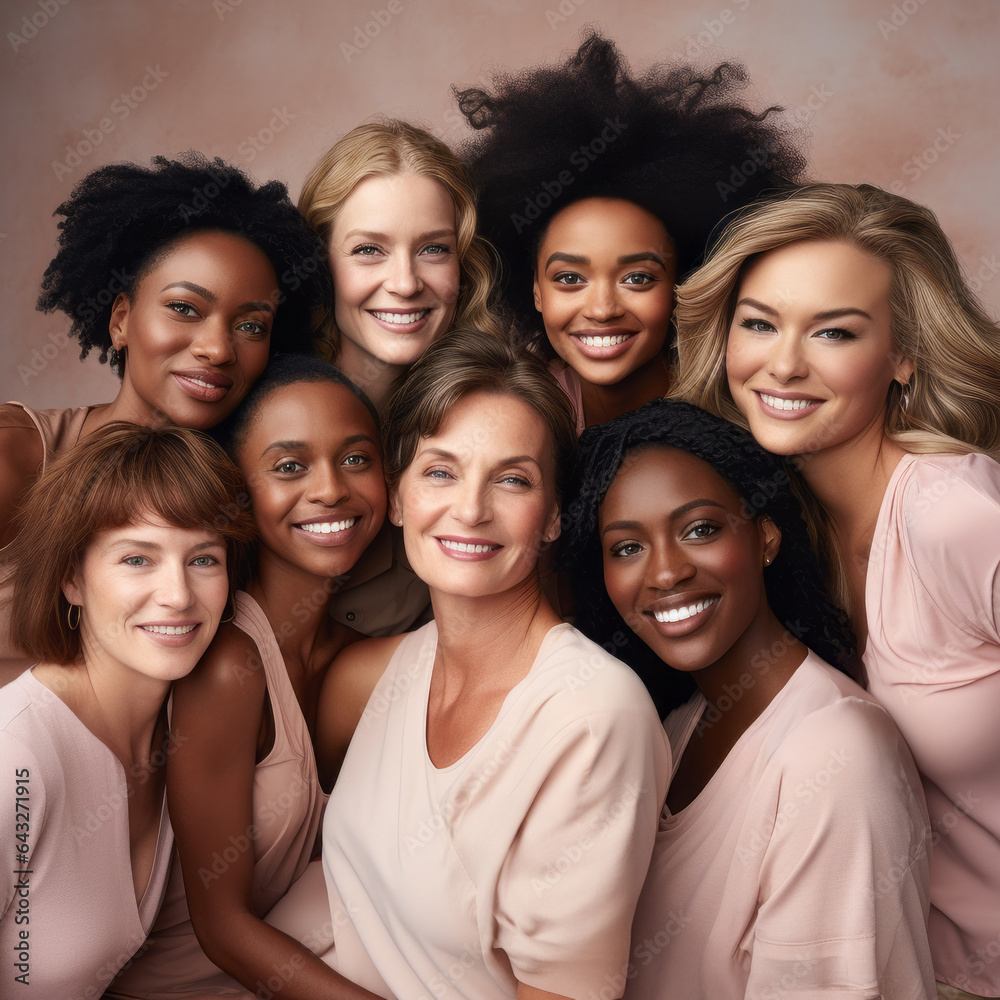 Foto de Beauty and unity, a diversety group of beautiful women of all ...