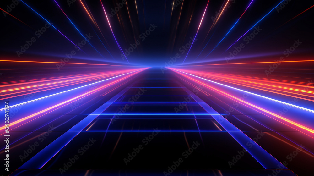 Futuristic Neon Lines: Futuristic scene with glowing neon lines forming ...