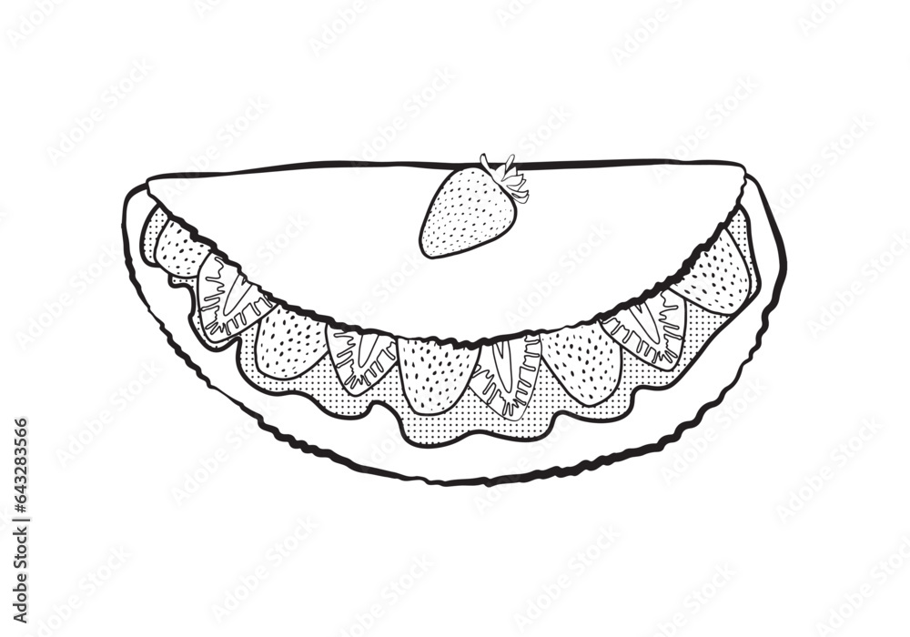Brazilian food tapioca with strawberries and cream. Drawing made with ...