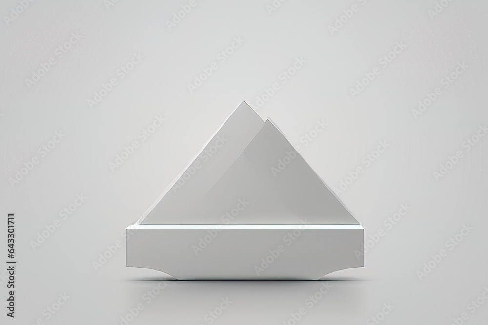 3 d rendering white triangle shape in light on a white background3 d ...