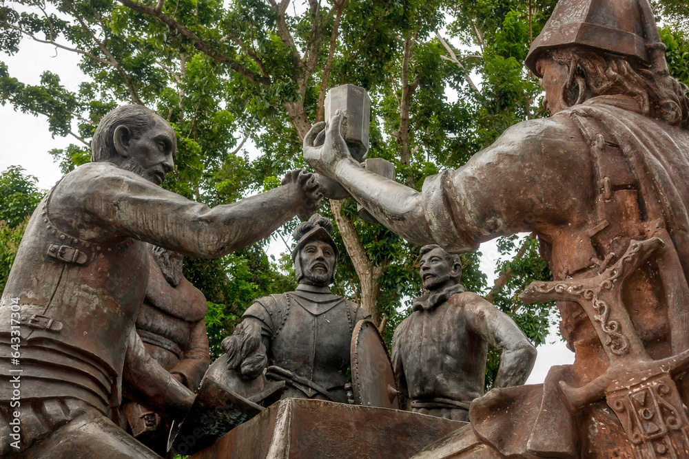 The Blood Compact Monument, an artwork that was made to honor the first ...