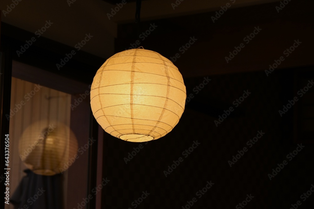 Japanese traditional culture. Lighting equipment made from bamboo work ...