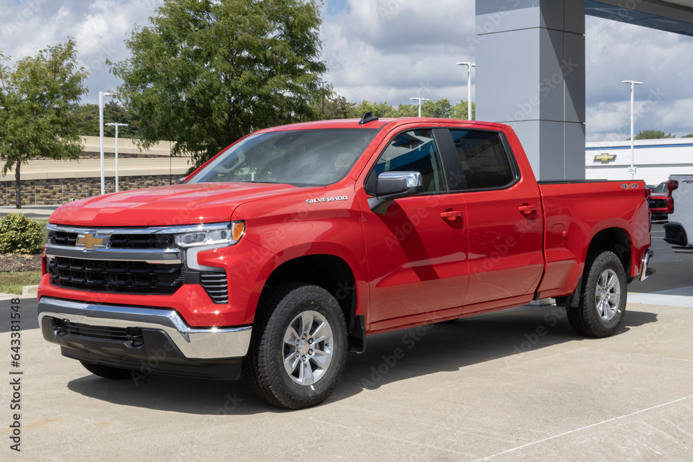 Chevrolet Silverado 1500 display at a dealership. Chevy offers the ...