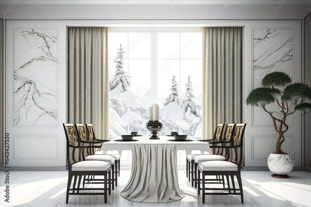 Realistic luxury oriental style family dining table with traditional ...