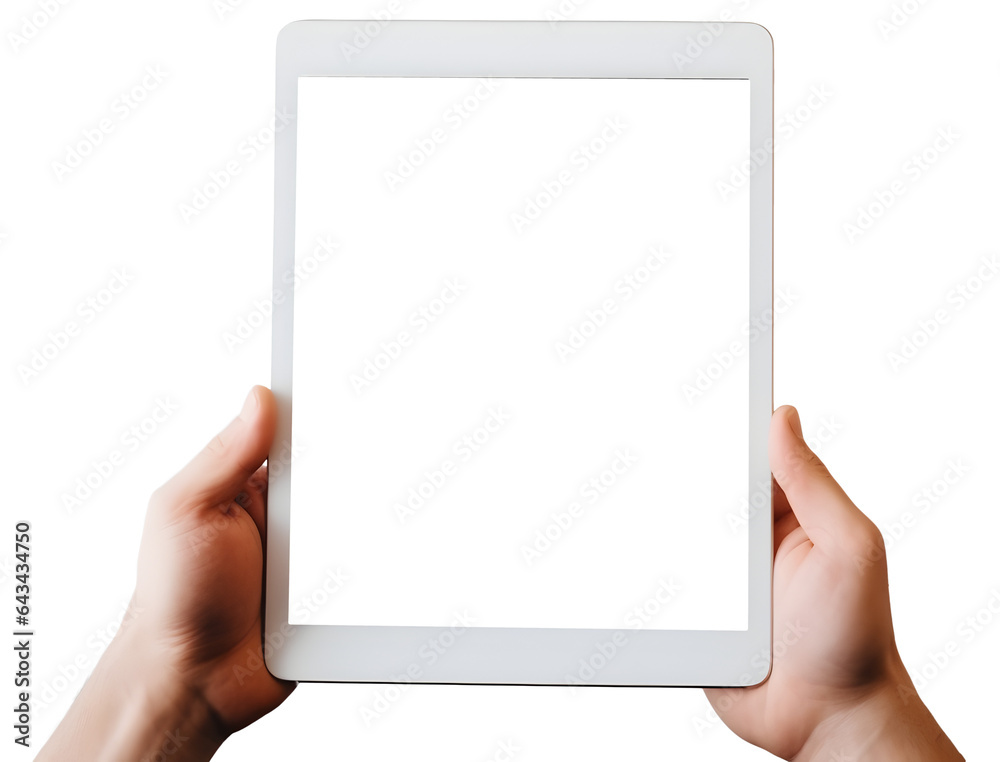 Mockup Hands holding Tablet computer realistic on transparent ...