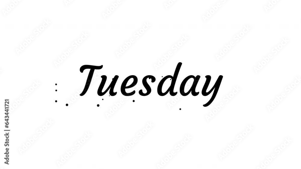 Tuesday text animation on transparent background, Handwritten animated ...