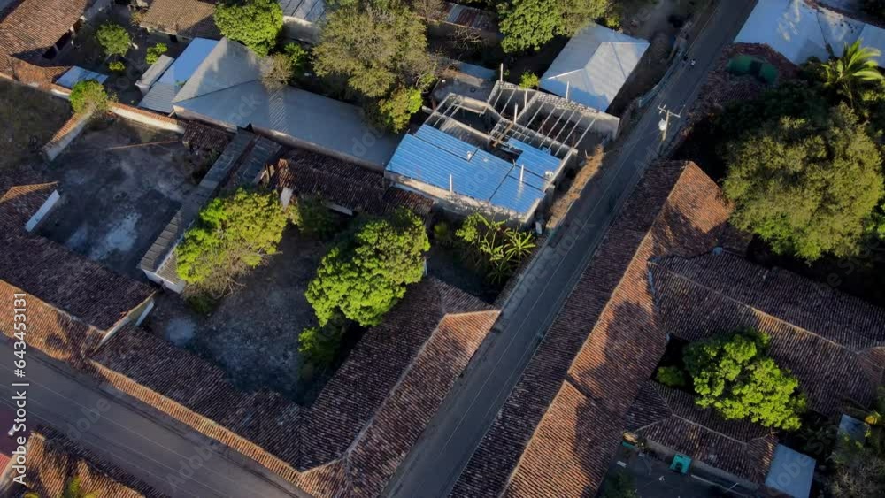Eagles´ eye view over a small town with houses with clay bricks in ...