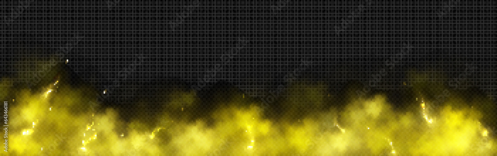 Yellow smoke with lightning strikes on transparent background. Vector ...