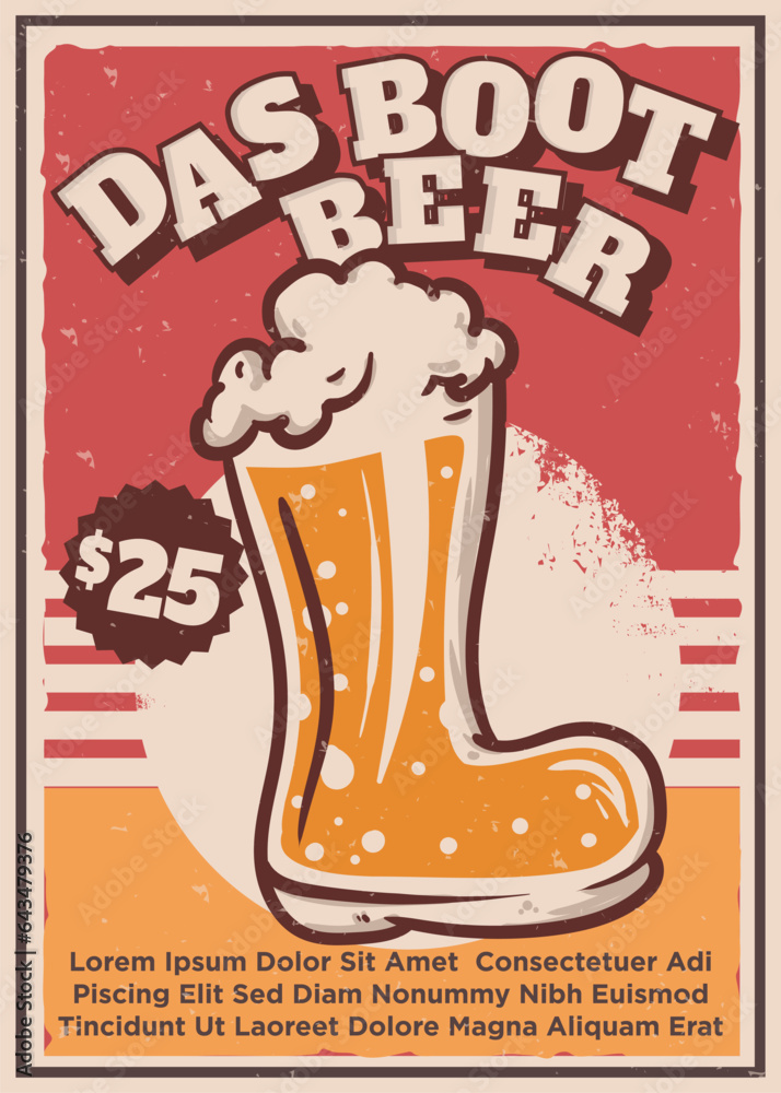 das boot beer promotional poster template. vintage sstyle vector flyer ...