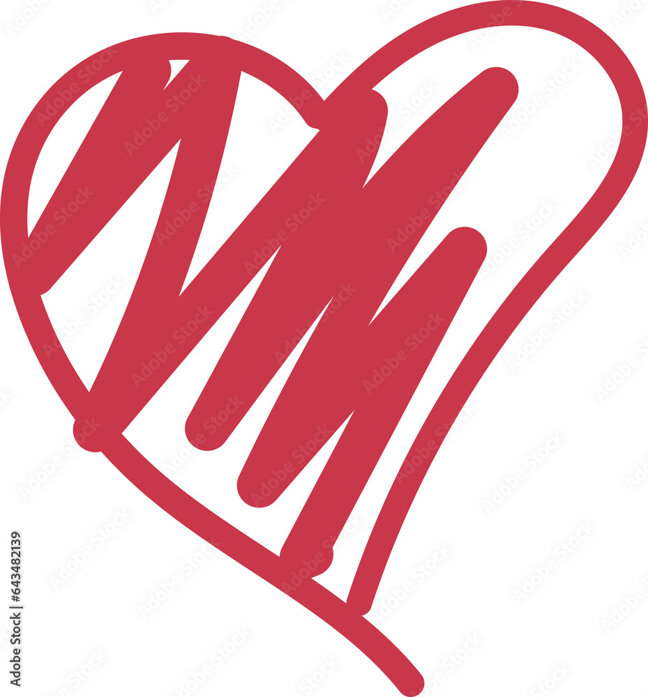 Digital png illustration of hand colored red heart on transparent ...