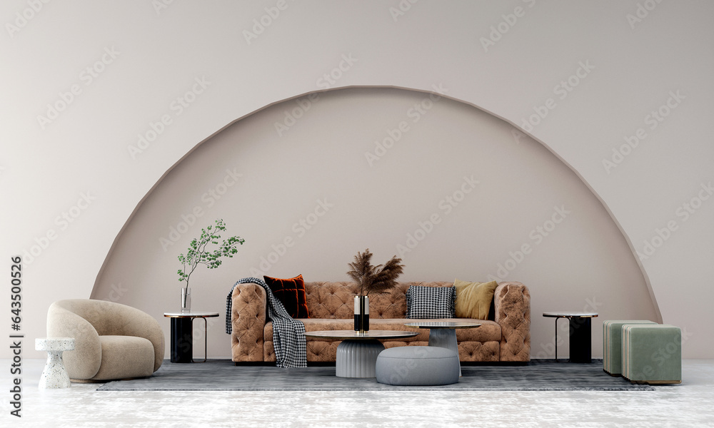 Soho Living room and arch pattern wall texture background, Minimal ...
