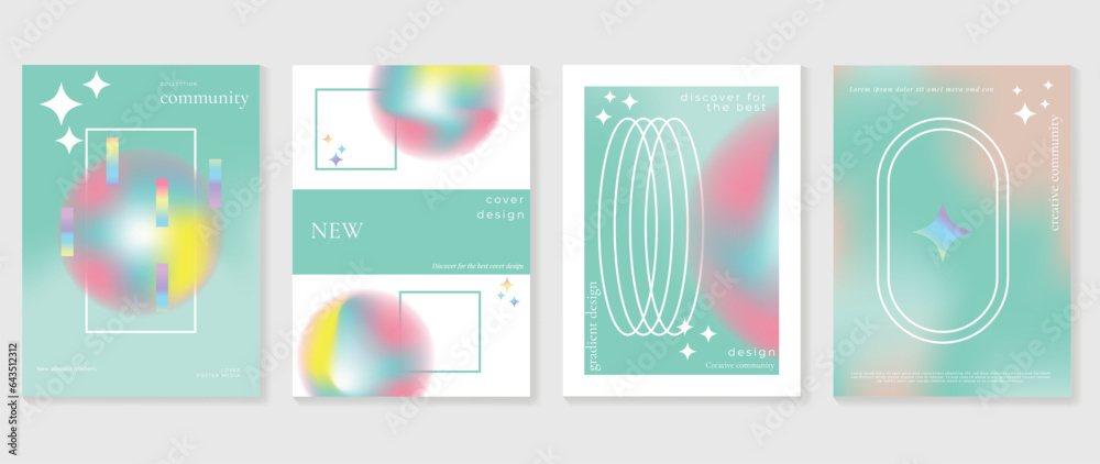 Idol lover posters set. Cute gradient holographic background vector ...