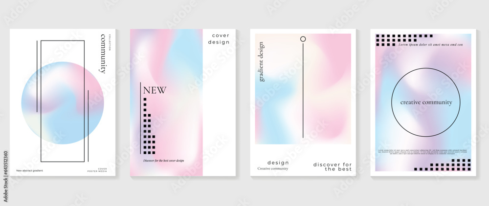 Idol lover posters set. Cute gradient holographic background vector ...